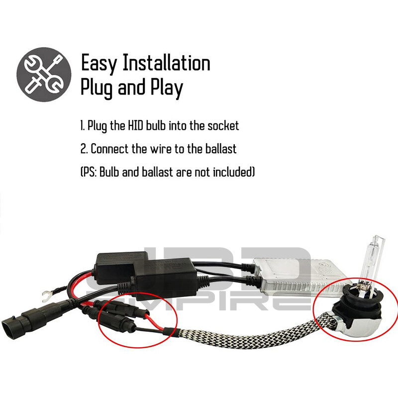 Metal D2S D2R D2C HID Xenon Bulb Adapters Wire Harness Connector Cable ...