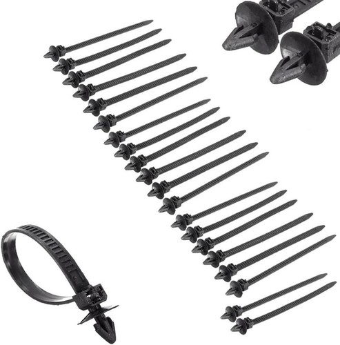 40x Push Mount Winged Cable Wire Ties Car Chassis Nylon Tie Zip Fixing ...