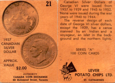 FC Card, Lever Potato Chips, Canada Coins & Currency, 1960, #21 | eBay