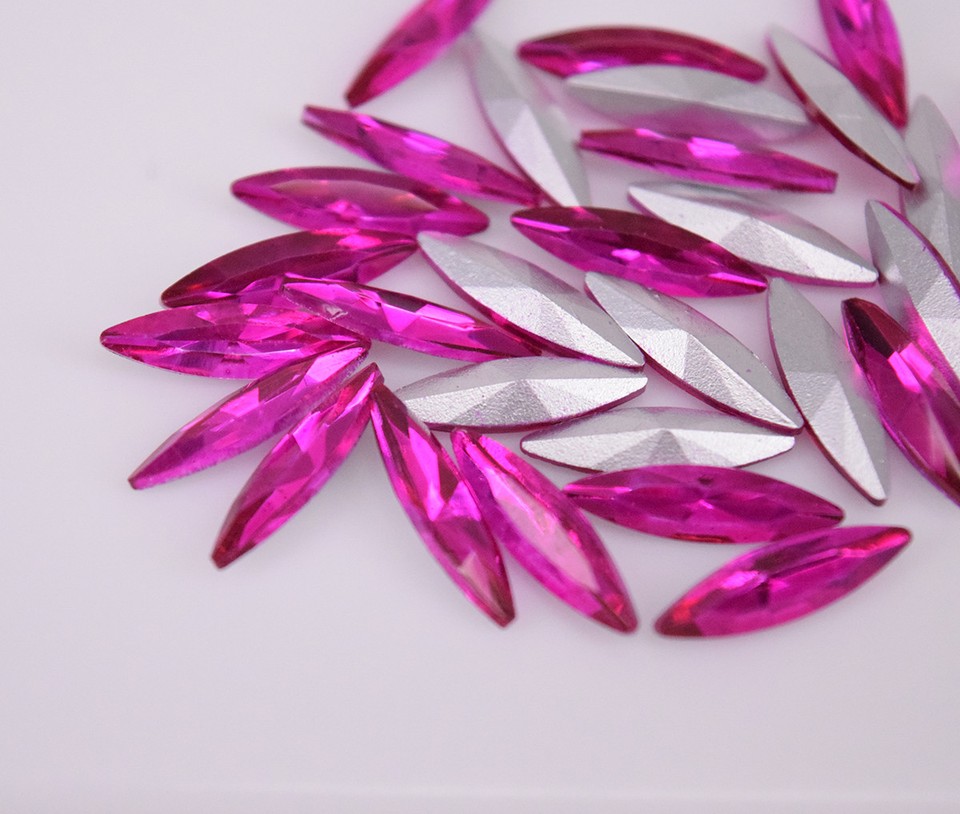 100 Pcs Color Glass Crystal Navette Rhinestone Jewels Faceted | eBay