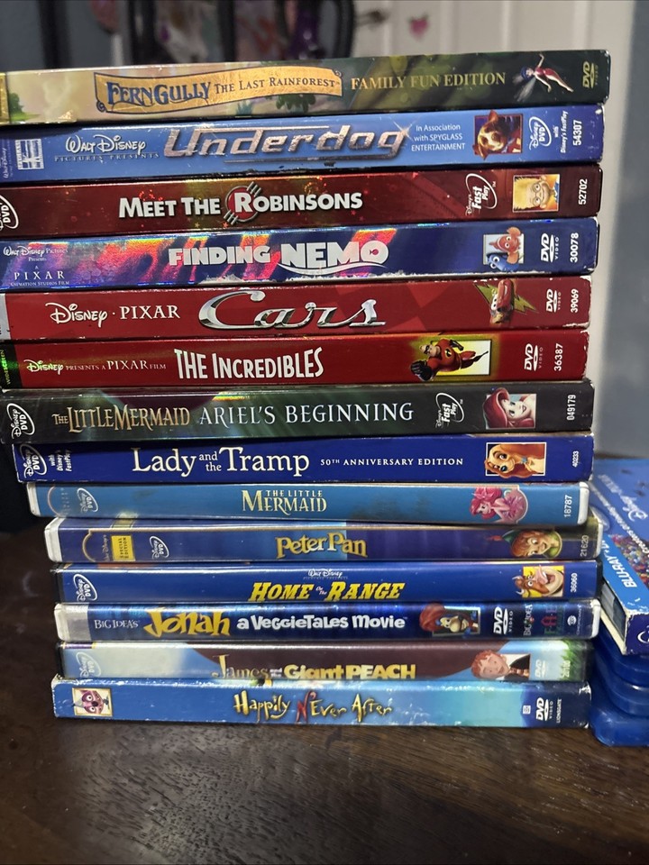 Disney Pixar DVD Lot Kids Movies Finding Nemo Cars Up Incredibles ...