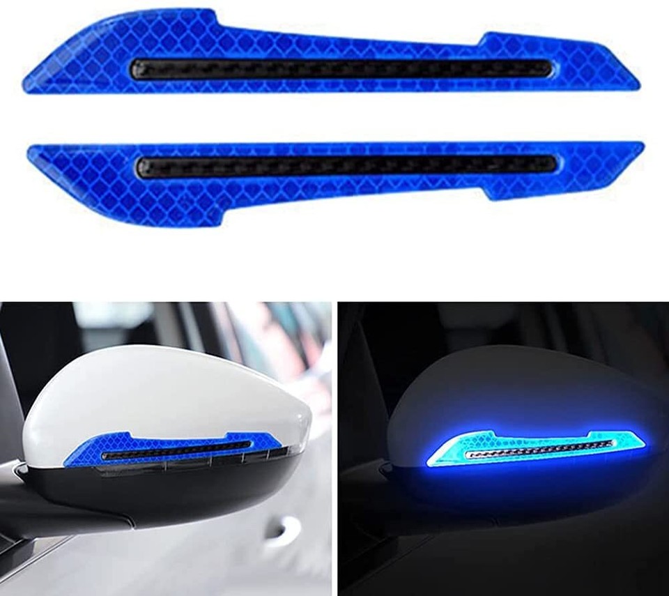 2x Car Reflective Carbon Fiber Car Side Mirror Warning Decal Sticker ...