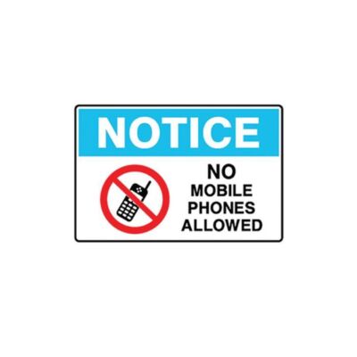 Brady Mobile Phone Sign - Notice No Mobile Phones Allowed 225 x 300mm ...