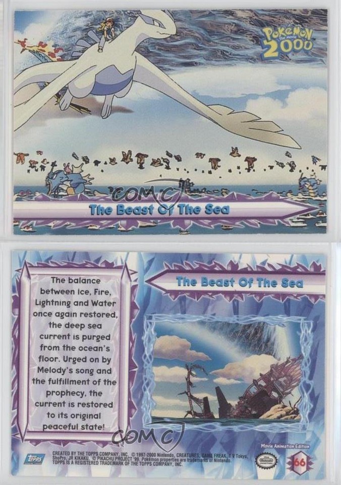 2000 Topps Pokemon The Movie 2000 Lugia The Beast Of The Sea #66 10cj ...