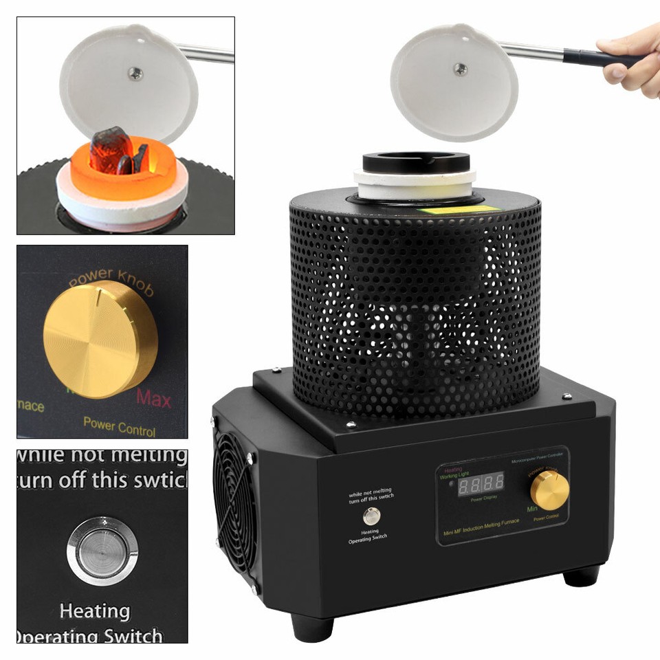 5000W 3KG Mini Induction Furnace Gold Melting Furnace Smelting Crucible ...