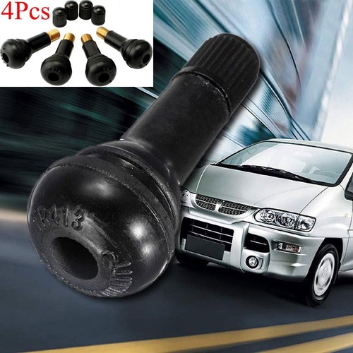 4Pcs Black Tubeless Rubber Tire Valve Stem Car Tyre Brass Cap TR413 | eBay