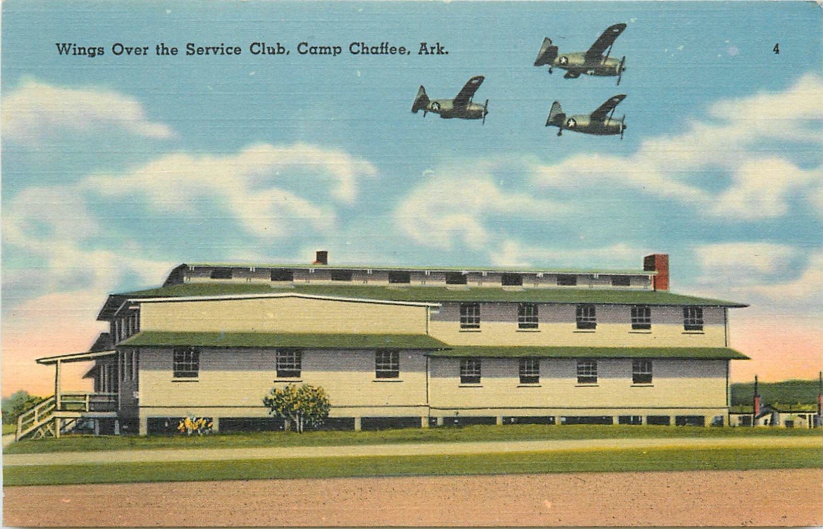 1940s WW2 Wings Over The Service Club, Camp Chaffee, Arkansas Postcard ...
