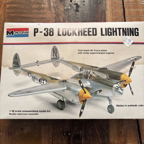 Monogram 1:48 P-38 Lockheed Lightning Model kit 6848 Twin Boom Partial Build | eBay