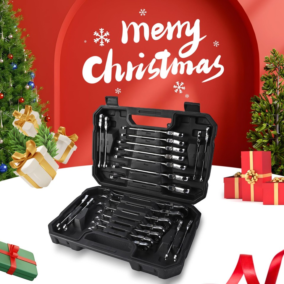 Ratcheting Wrench Set Flex-Head Combination Spanners Professional Tool ...