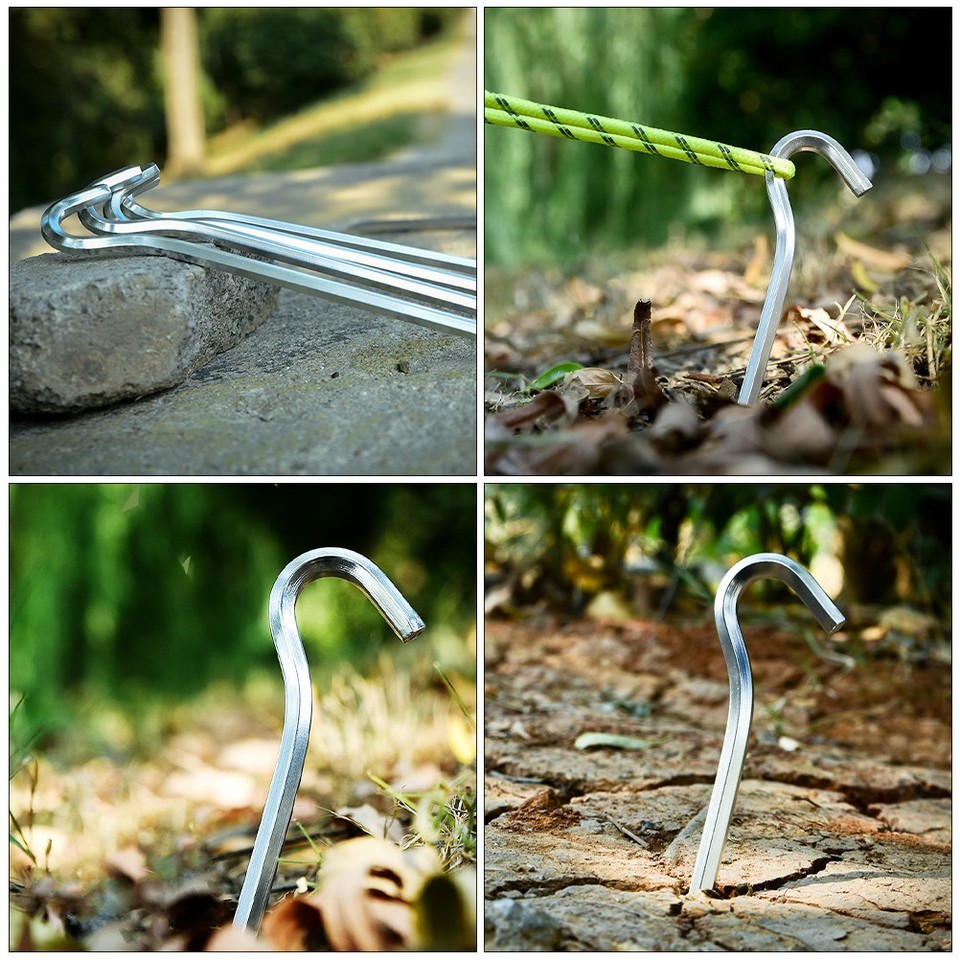 12PCS Outdoor Camping Tent Pegs Question Mark Shape Ground Nail Tent ...