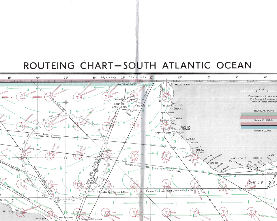5125(6) Roueting Chart South Atlantic Ocean June Chart Map Marine Wall ...