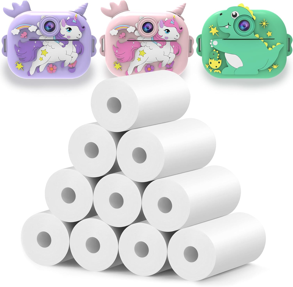 10 Rolls Kids Instant Camera Print Refill Paper, Photo Printer Thermal ...