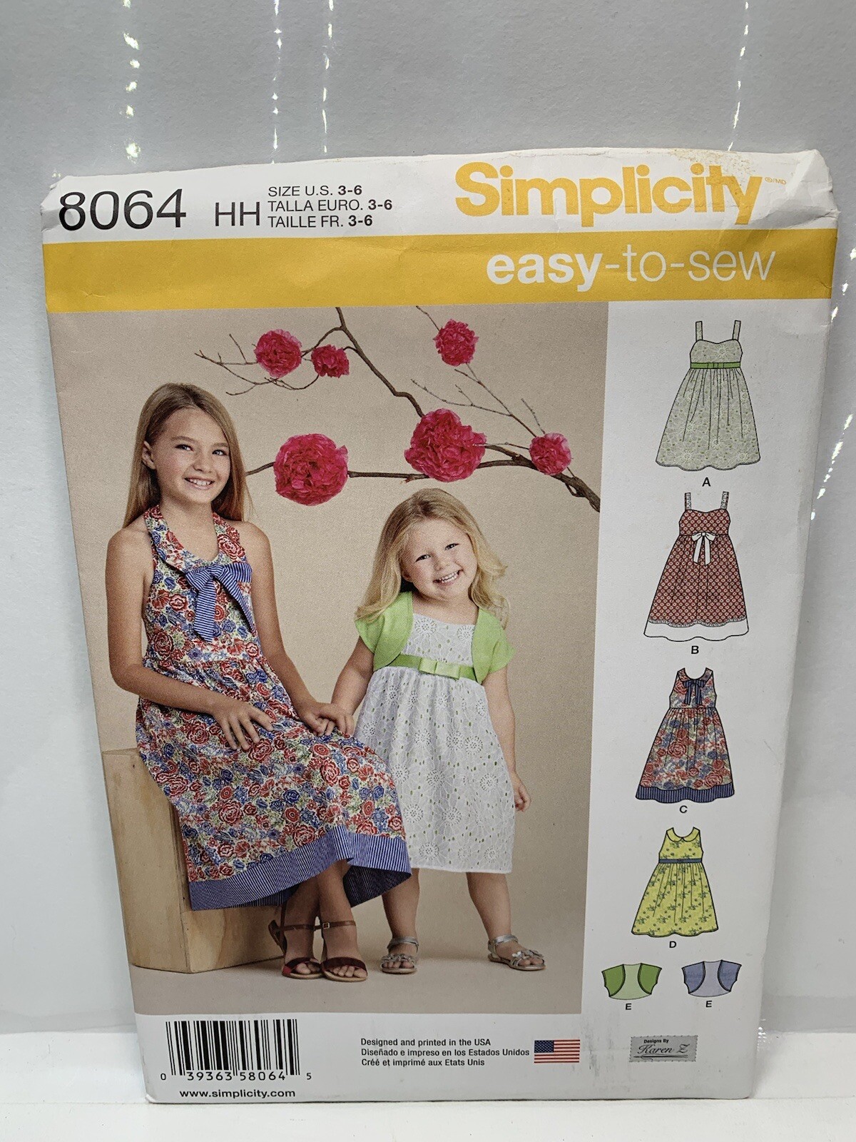 Simplicity 8064 Girls Dress Bolero Summer Spring Sewing Pattern 3-6 ...