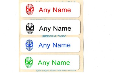 20 Printed Spiderman Iron on Name Tags tapes Labels School clothes ...