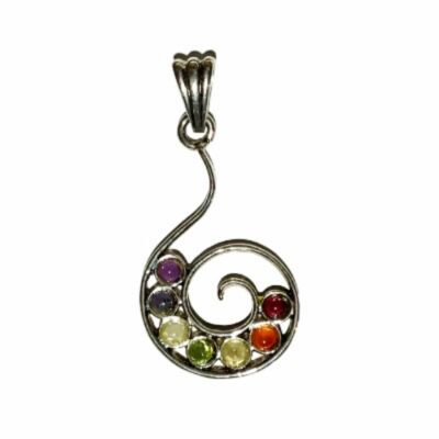 Silver-Plated Chakra Pendant - Swirl of 7 Colorful Stones - 1.75" | eBay