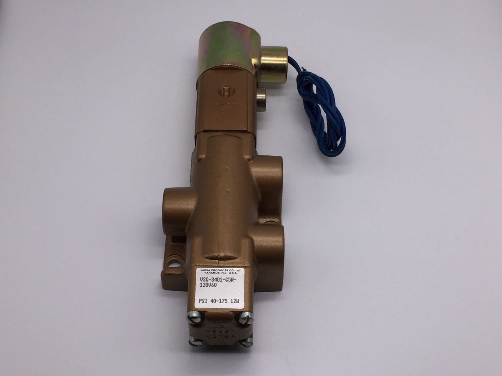 VERSA 3-WAY SOLENOID VALVE 175PSI 12W 3/8NPT PN# VSG-3401-G5R-120V60 ...