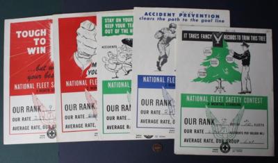 1955-56 Green Cross for Safety National Fleet Contest FIVE poster set ...