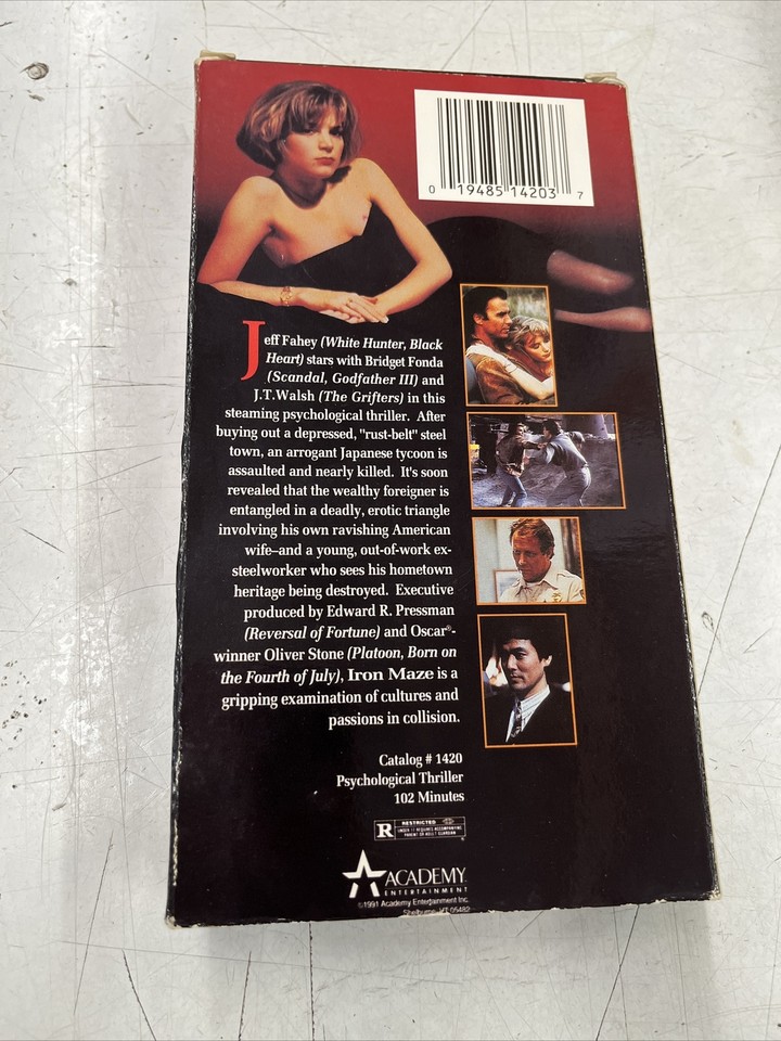 VHS: Iron Maze (1991) Jeff Fahey, Bridget Fonda, Hiroaki Murakami promo ...