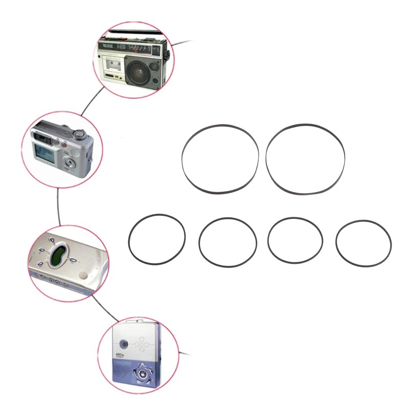 6Pcs Turntable Cassette Belt Radio Tape Machine Recorder Belt for Sharp ...
