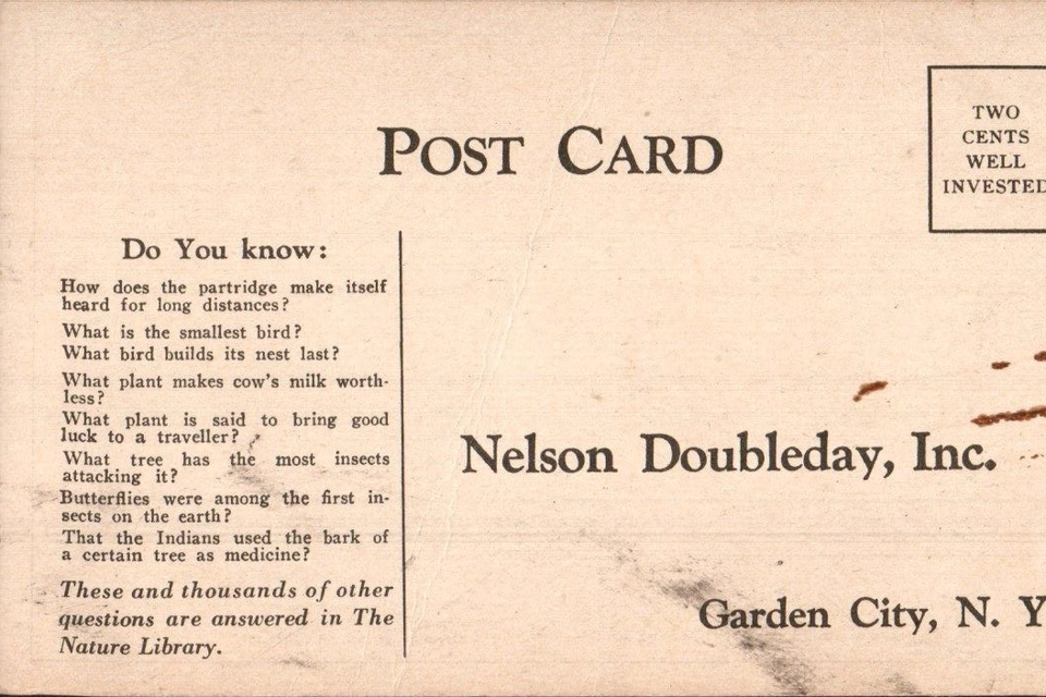 Postcard Advertising Nelson Doubleday Inc Nature Library Garden City ...