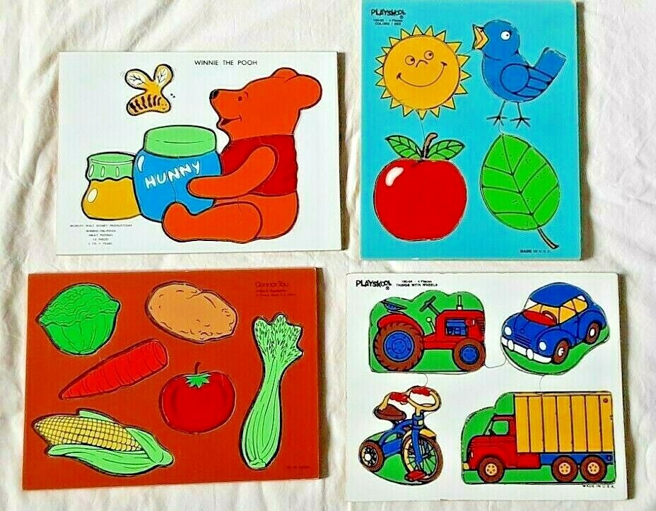 Vintage Playskool Wooden Puzzles Moon Cow