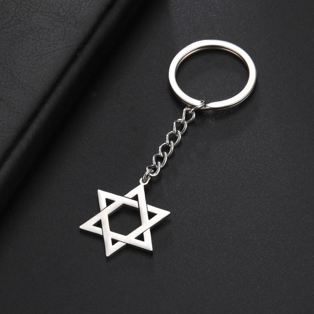 Stainless Steel Star of David Keychain Keyring Hexagram Star Jewish ...