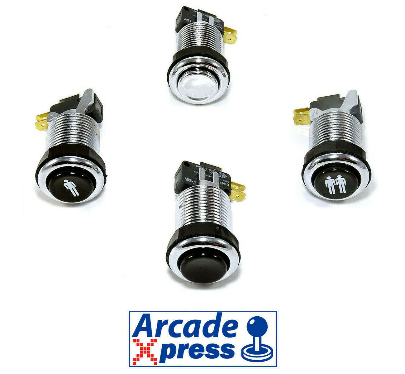 Chrome Arcade Button Industrias Lorenzo IL Concave Pushbutton 28mm ...