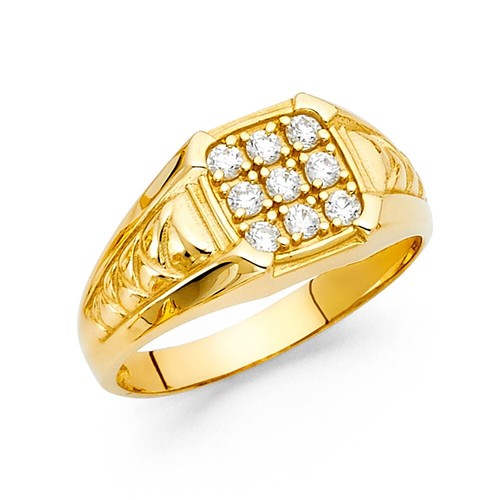 14K Yellow Gold Cubic Zirconia Men's Ring | eBay