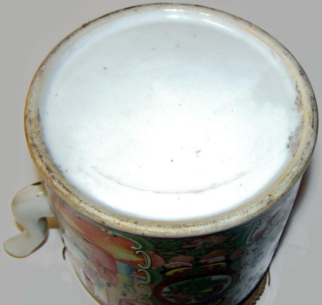 Antique 19C Chinese Rose Mandarin Teapot with Rope Wrapped Wire Handles ...