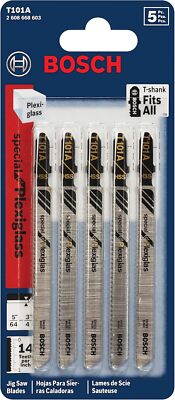 Bosch T101A Special For Plexiglas T-Shank Jig Saw Blades, 4", 14 TPI, 5 ...