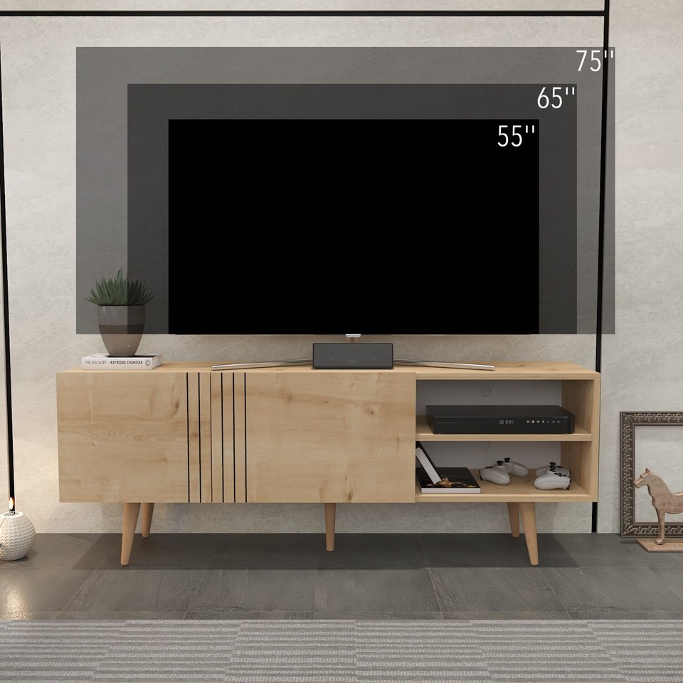 Decorotika Ronas Mid-Centruy Modern TV Stand Entertainment Center for ...