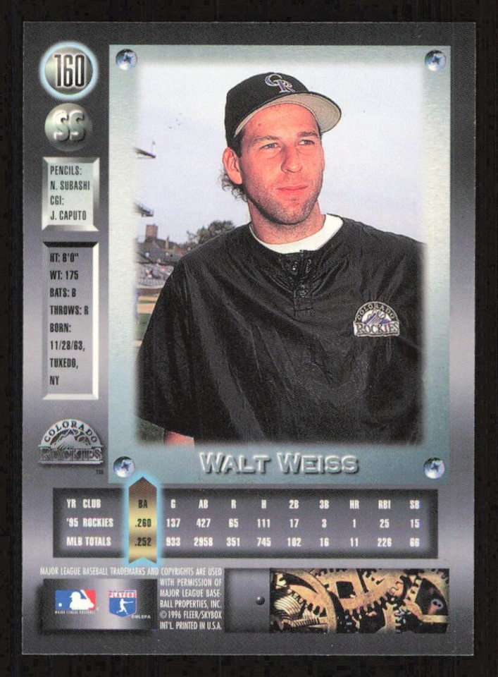 1996 Metal Universe WALT WEISS card #160 COLORADO ROCKIES Baseball | eBay