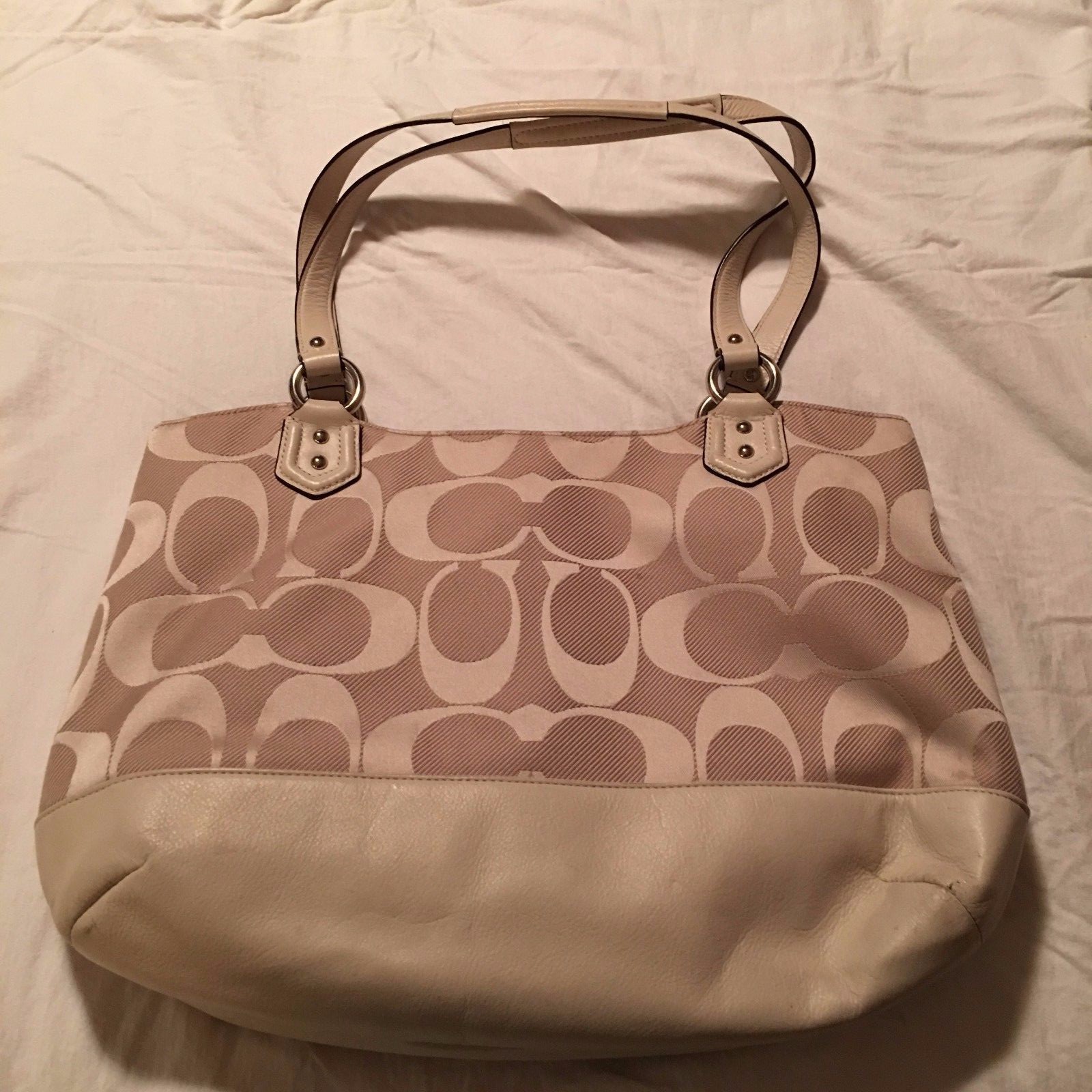 Coach Abby Signature Carryall Khaki/Parchment Tote Bag - Gem