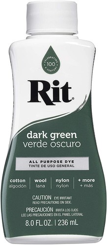 Rit 01794000701 Liquid Fabric Dye, 8-Ounce, Dark Green, 8 Fl Oz (Pack ...