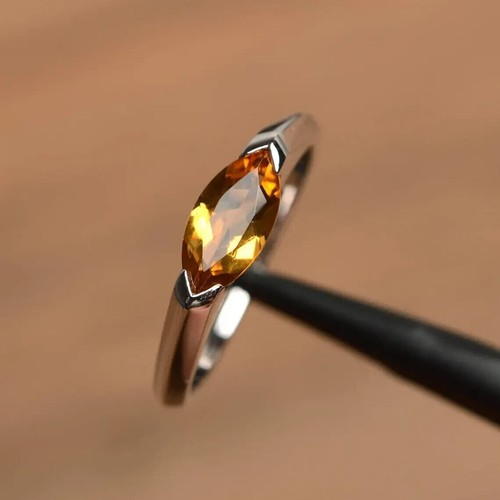 Beautiful Lab-Created Yellow Topaz Ring 925 Silver Ring November ...