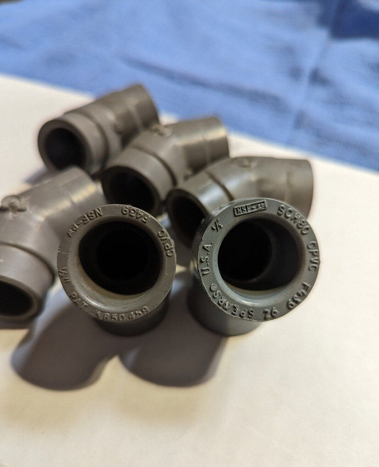 (6PK) #817-005C 45 DEG ELLS 1/2" SLIP GRAY CPVC SCH 80 USA | eBay