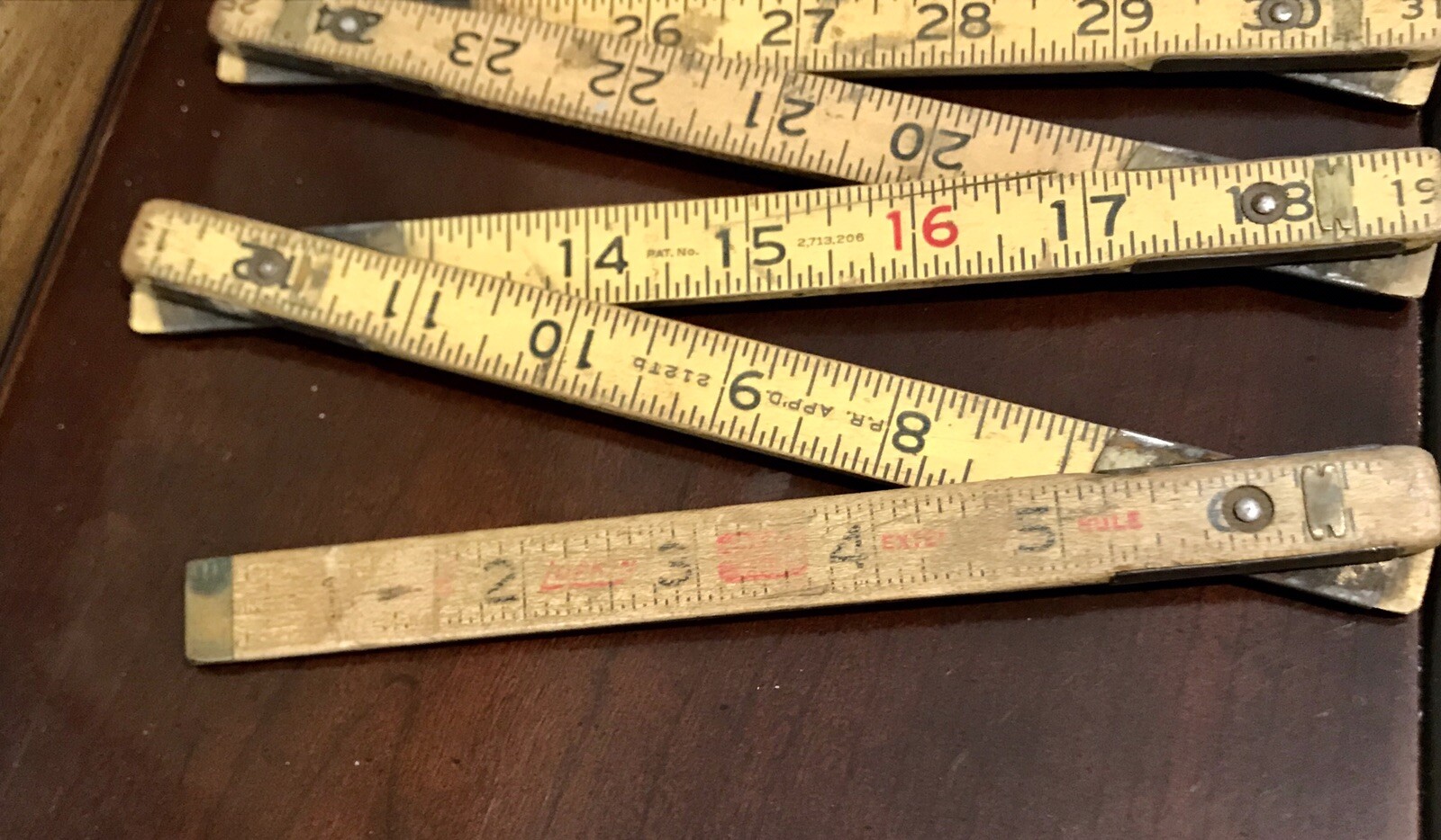 VTG Lufkin Wooden 72" Folding Measuring Stick Extension Measure Brass ...