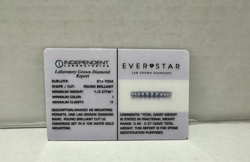 SK9 Lab Grown Diamond Wedding Band Ring Sz 6 - Round Brilliant - I1 ...