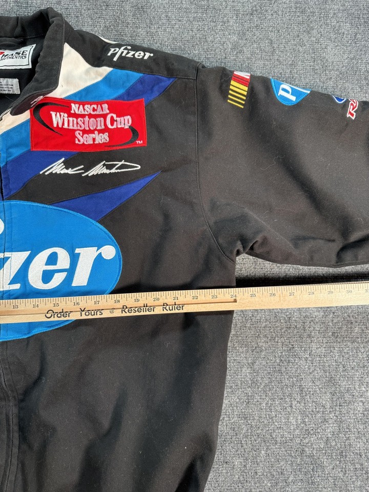 Vintage Mark Martin Pfizer Jacket Mens Large Black Blue NASCAR Chase ...