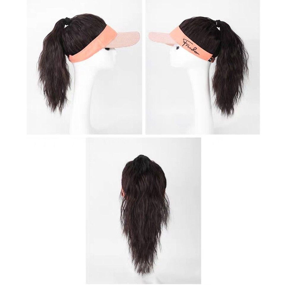 Backless Baseball Caps with Ponytail Hair Wigs for Girls Hat Wigs Sun ...