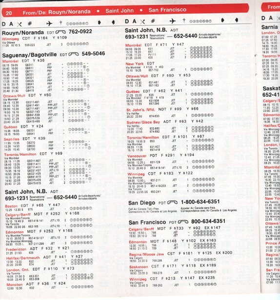 Air Canada timetable 1975/07/01 North American | eBay