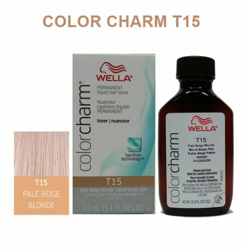 x2Wella Color Charm Permament Liquid Hair Color Toner 42mL Pale Beige ...