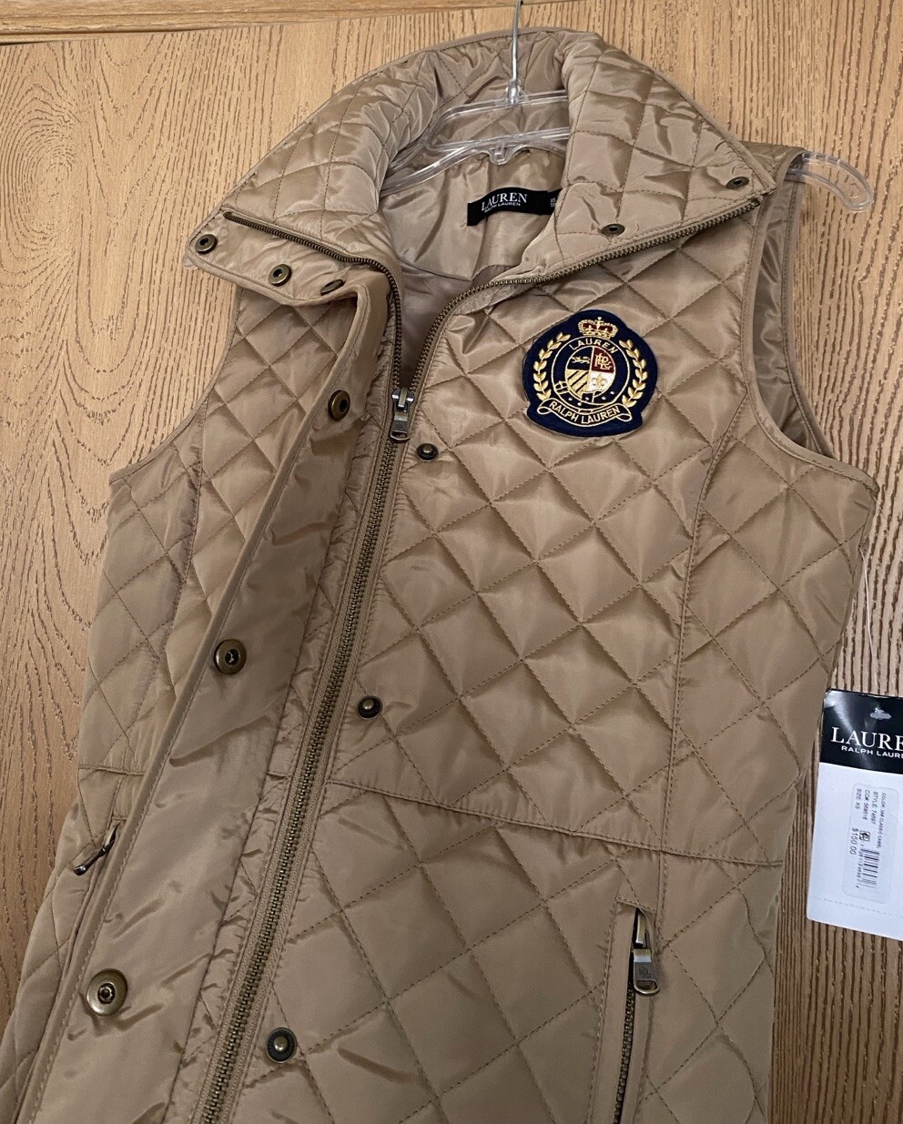 *NWT* RALPH LAUREN Quilted Crest High Neck Vest CAMEL Sz XS | eBay