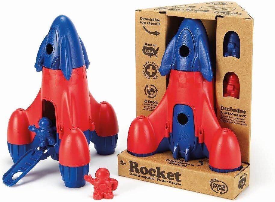 Green Toys Rocket with 2 Astronauts Toy Vehicle Playset, Blue/Red (US ...