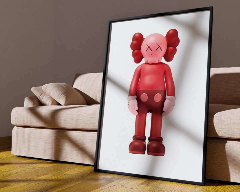 Set of 3 Red and white Kaws Art pieces canvas wall art home decor | eBay