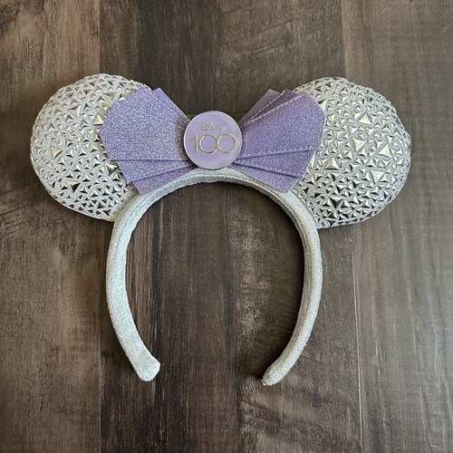 Disney Parks 100 Years of Wonder Platinum And Purple Minnie Mouse Ears ...