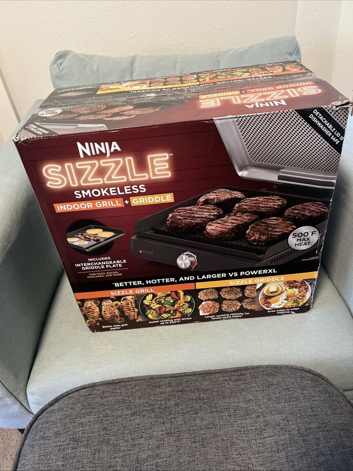 Ninja Sizzle Smokeless Indoor Grill + Griddle BRAND NEW IN BOX | eBay