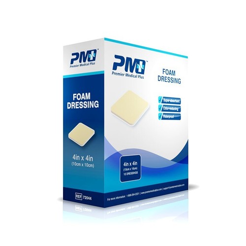 Premier Medical Plus Foam Wound Care Dressing 4x4 Box of 10 (BB 9/25 ...