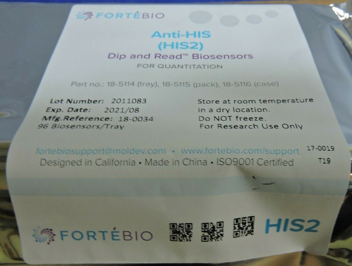 NEW FORTEBIO Anti-HIS (HIS2) Biosensors for Quantitation Tray 96-Tips ...