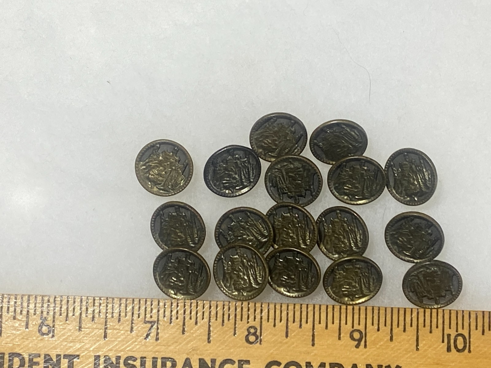 15 Antique Victorian Metal Picture Buttons Castles 9/16" | eBay